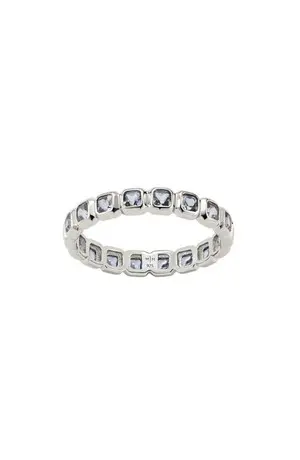 MADE BY MARY Cubic Zirconia Eternity Birthstone Ring Silver/march