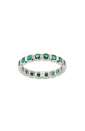 MADE BY MARY Cubic Zirconia Eternity Birthstone Ring - Silver/may