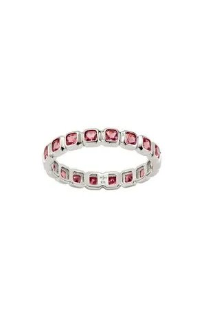 MADE BY MARY Cubic Zirconia Eternity Birthstone Ring Silver/october