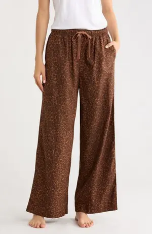 Nordstrom Cotton Poplin Pajama Pants - Brown Simone Leopard