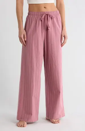 Nordstrom Cotton Poplin Pajama Pants - Pink Wide Pinstripe