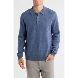 Scott Barber Cashmere Polo - Denim Heather