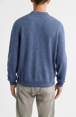 Scott Barber Cashmere Polo - Denim Heather