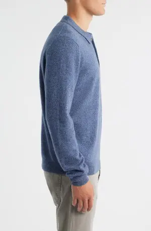 Scott Barber Cashmere Polo - Denim Heather