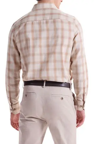 Bugatchi Julian Shaped Fit Plaid Button-up Shirt - Camel