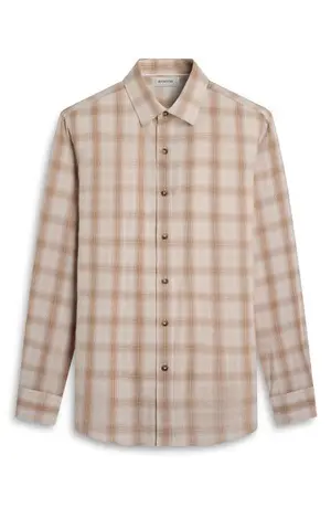 Bugatchi Julian Shaped Fit Plaid Button-up Shirt - Camel