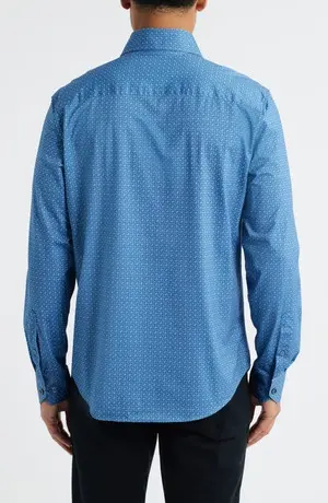 Bugatchi Devon Ooohcotton® Geo Print Button-up Shirt - Cobalt