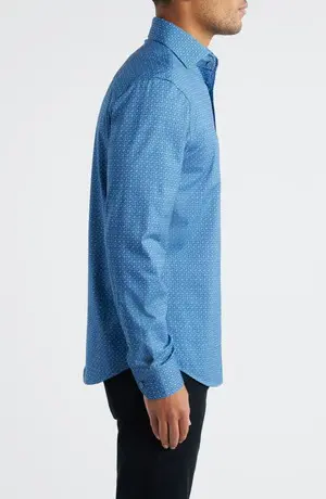 Bugatchi Devon Ooohcotton® Geo Print Button-up Shirt - Cobalt