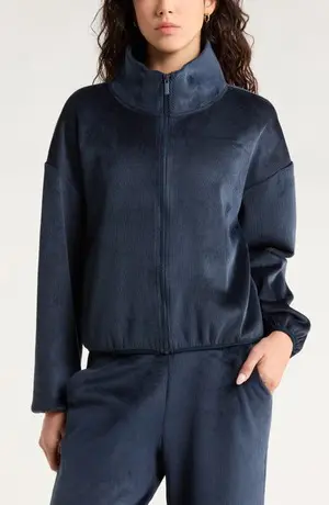Zella Plush Ribbed Jacket - Navy Sapphire