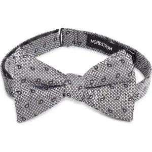 Nordstrom Paisley Jacquard Silk Bow Tie - Silver