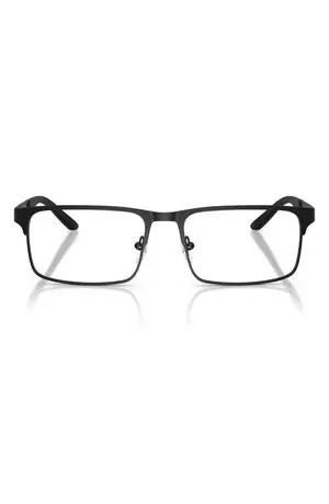 Emporio Armani 53mm Rectangular Optical Glasses - Matte Black/demo Lens