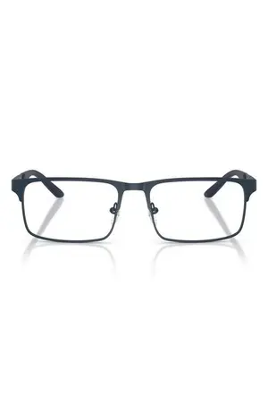 Emporio Armani 53mm Rectangular Optical Glasses - Matte Blue/demo Lens