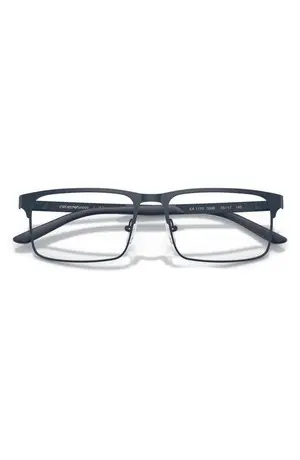 Emporio Armani 53mm Rectangular Optical Glasses - Matte Blue/demo Lens