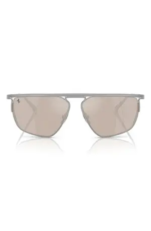 SCUDERIA FERRARI 59mm Irregular Sunglasses - Silver/real White Gold