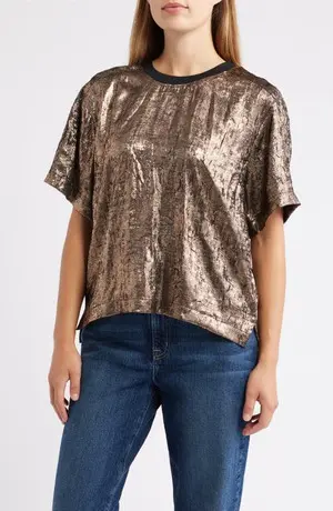 CITY BLUES Foil Print T-shirt - Champagne
