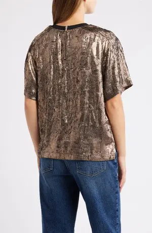CITY BLUES Foil Print T-shirt - Champagne