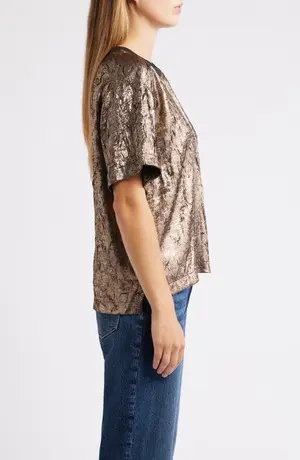 CITY BLUES Foil Print T-shirt - Champagne