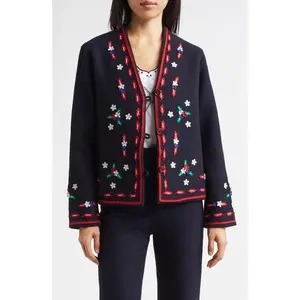 BODE Carroll Wool Jacket - Navy Red