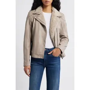 Mauritius Jenja Fleece Lined Leather Moto Jacket