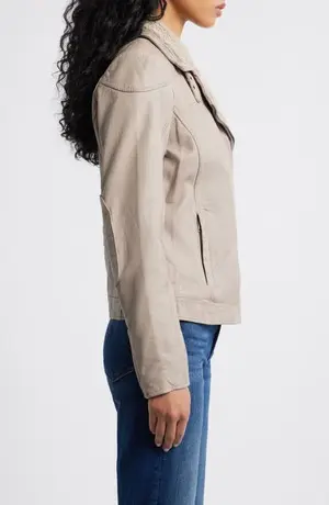 Mauritius Jenja Fleece Lined Leather Moto Jacket