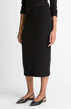 Vince Ribbed Straight Skirt - Black