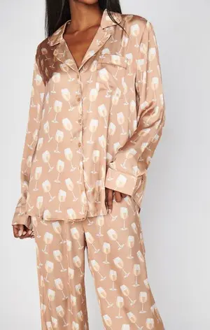 Show Me Your Mumu Classic Pj Set - White Wine Silky