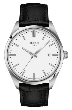 TISSOT Pr 100 Quartz Leather Strap Watch - White