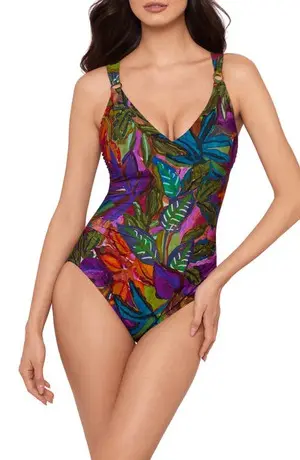 MAGICSUIT® Cactus Flower Cutout One-piece Swimsuit - Multi Navy