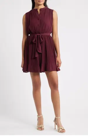 Sam Edelman Pleated Minidress - Bordeaux