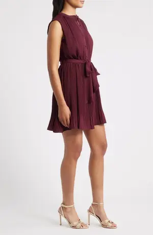 Sam Edelman Pleated Minidress - Bordeaux