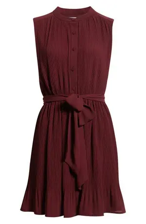 Sam Edelman Pleated Minidress - Bordeaux
