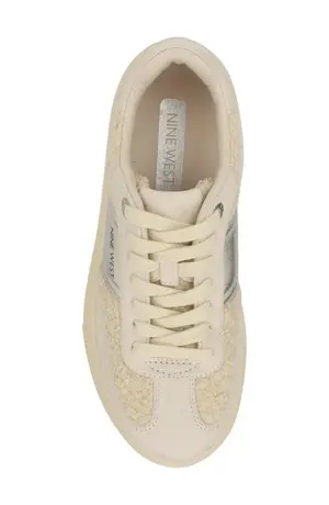 Nine West Linehan Faux Shearling Sneakers - Ivory