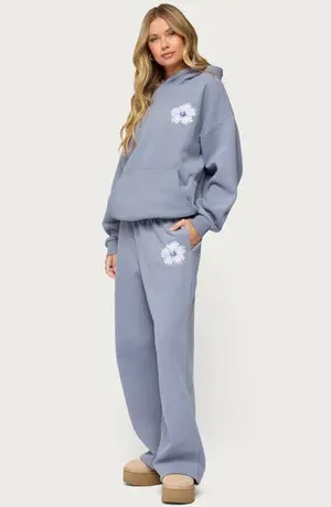 EDIKTED Tropical Bloom Wide Leg Sweatpants