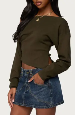 EDIKTED Asymmetric Off-the-shoulder Sweater