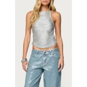 EDIKTED Metallic Fringe Camisole - Silver