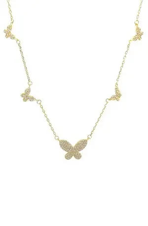 MACRAE & CO. Pavé Butterfly Station Necklace - Gold