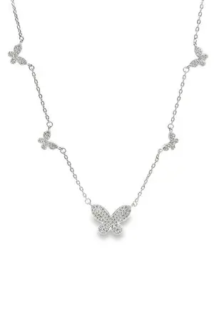 MACRAE & CO. Pavé Butterfly Station Necklace - Silver