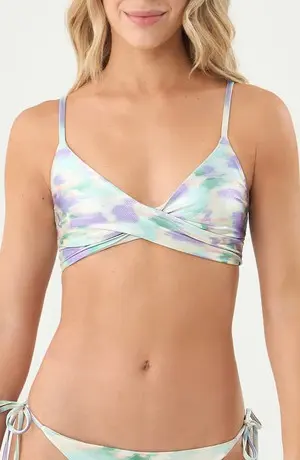 BOAMAR Metallic Twist Front Bikini Top - White Multi