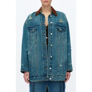BAYEAS Distressed Denim Trucker Jacket