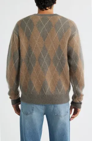 FRAME Argyle Crewneck Sweater - Taupe Multi