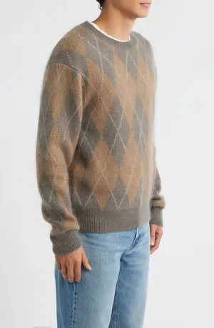 FRAME Argyle Crewneck Sweater - Taupe Multi