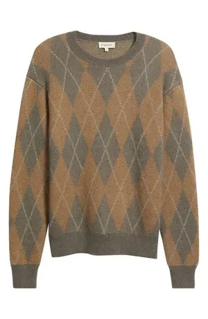 FRAME Argyle Crewneck Sweater - Taupe Multi
