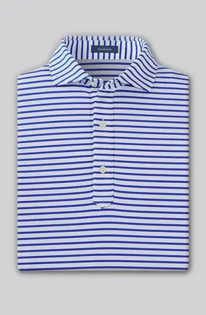 TURTLESON Gus Stripe Performance Polo - Royal