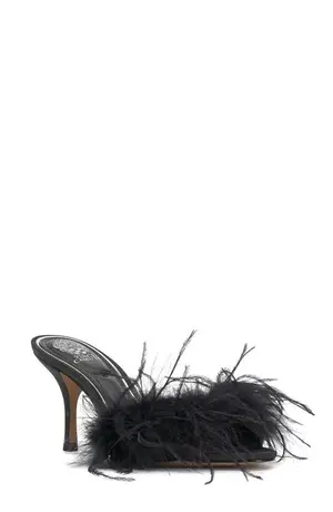 Vince Camuto Faux Feather Slide Sandal - Black
