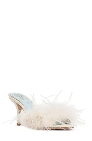 Vince Camuto Faux Feather Slide Sandal - Milk
