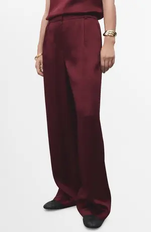 Mango Wide Leg Satin Trousers