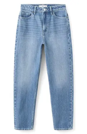Mango Crop Mom Jeans - Medium Blue