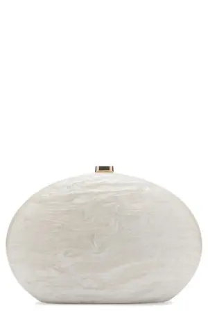 Mango Oval Frame Clutch - Ivory White