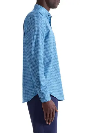 Bugatchi Devon Ooohcotton® Geo Print Button-up Shirt - Azure