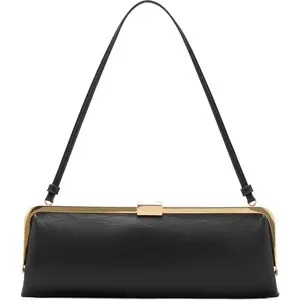 Mango Metallic Frame Clutch - Black